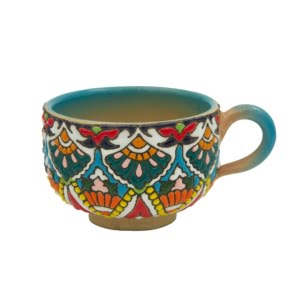 Minakari Tea Set On Pottery | MinaKari on pottery Embossed glaze|