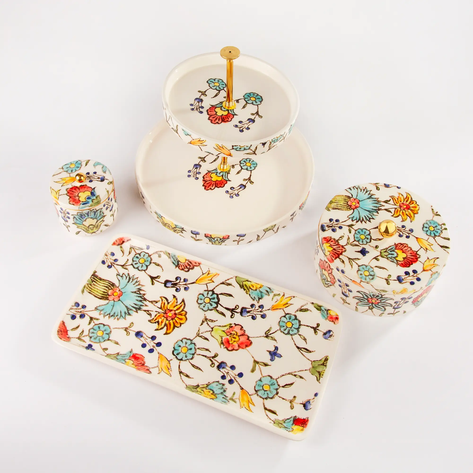 Shah Abbasi Floral Ceramic Set – Elegant Persian Serveware