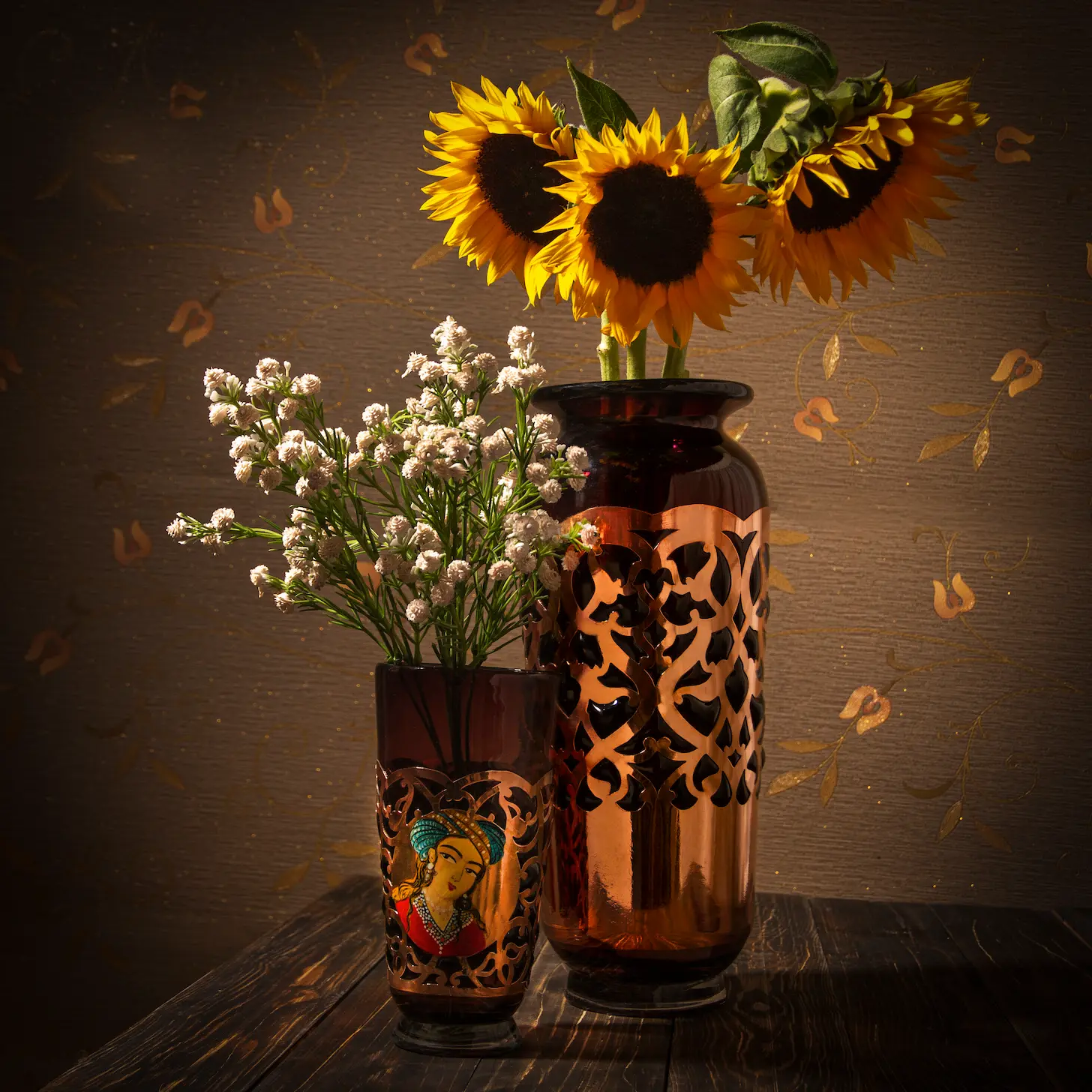Handmade Glass and Metal Fusion Vase – Persian Vase
