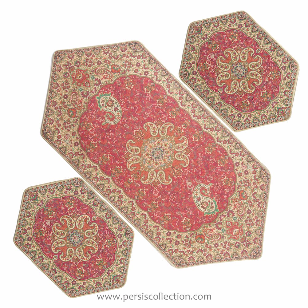 Elegant Persian Pink Silk Termeh Set - 3-Piece Sepehr Pattern - Persis ...